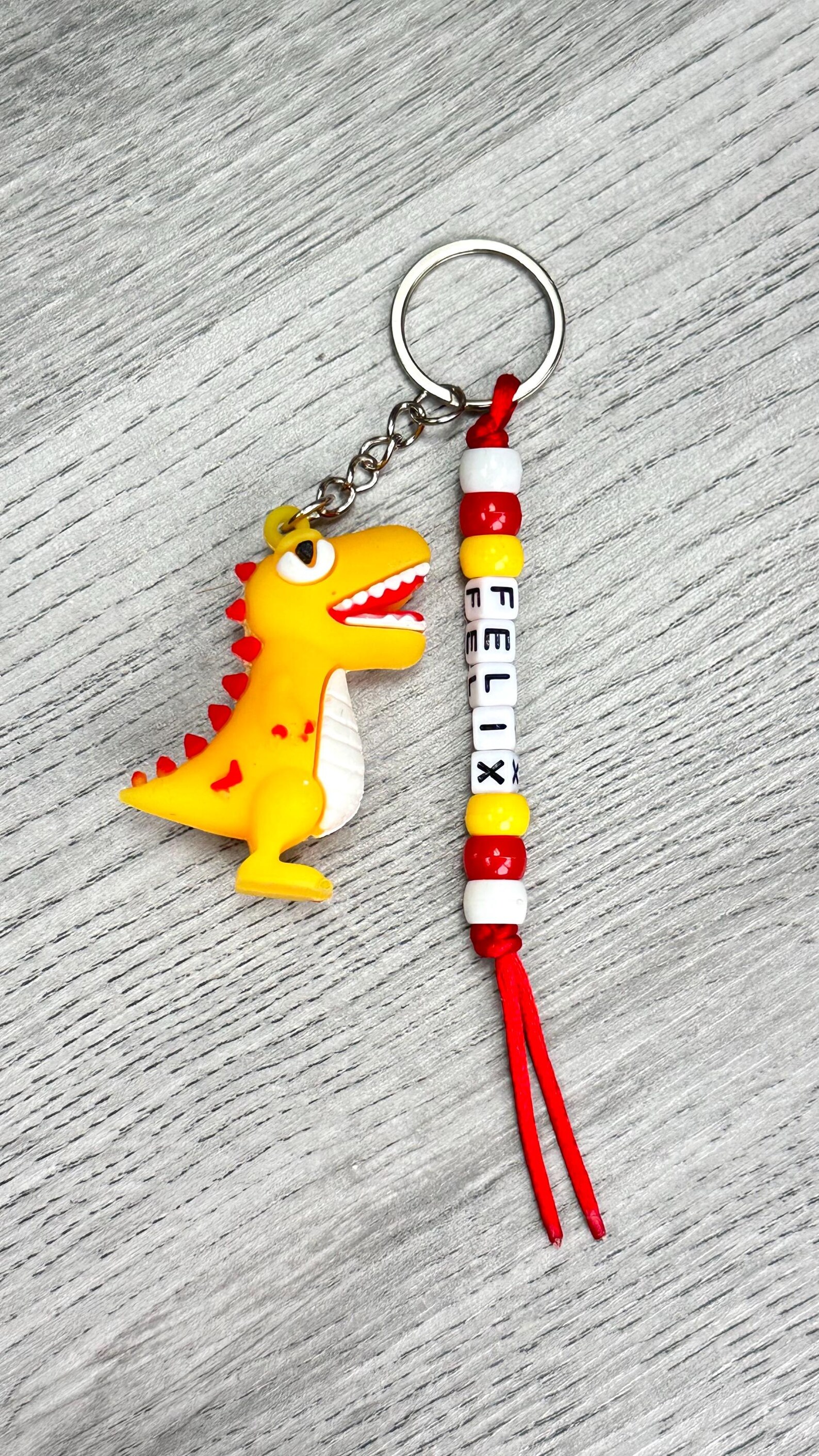 Colourful Cartoon Open Mouthed Dinosaur Charm Keyring With Personalised ...