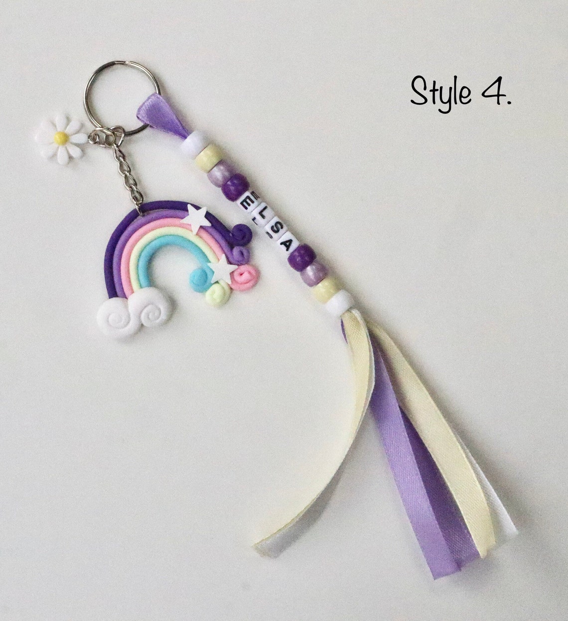 Handmade Personalised Rainbow Keyring With Pony Beads - Etsy UK