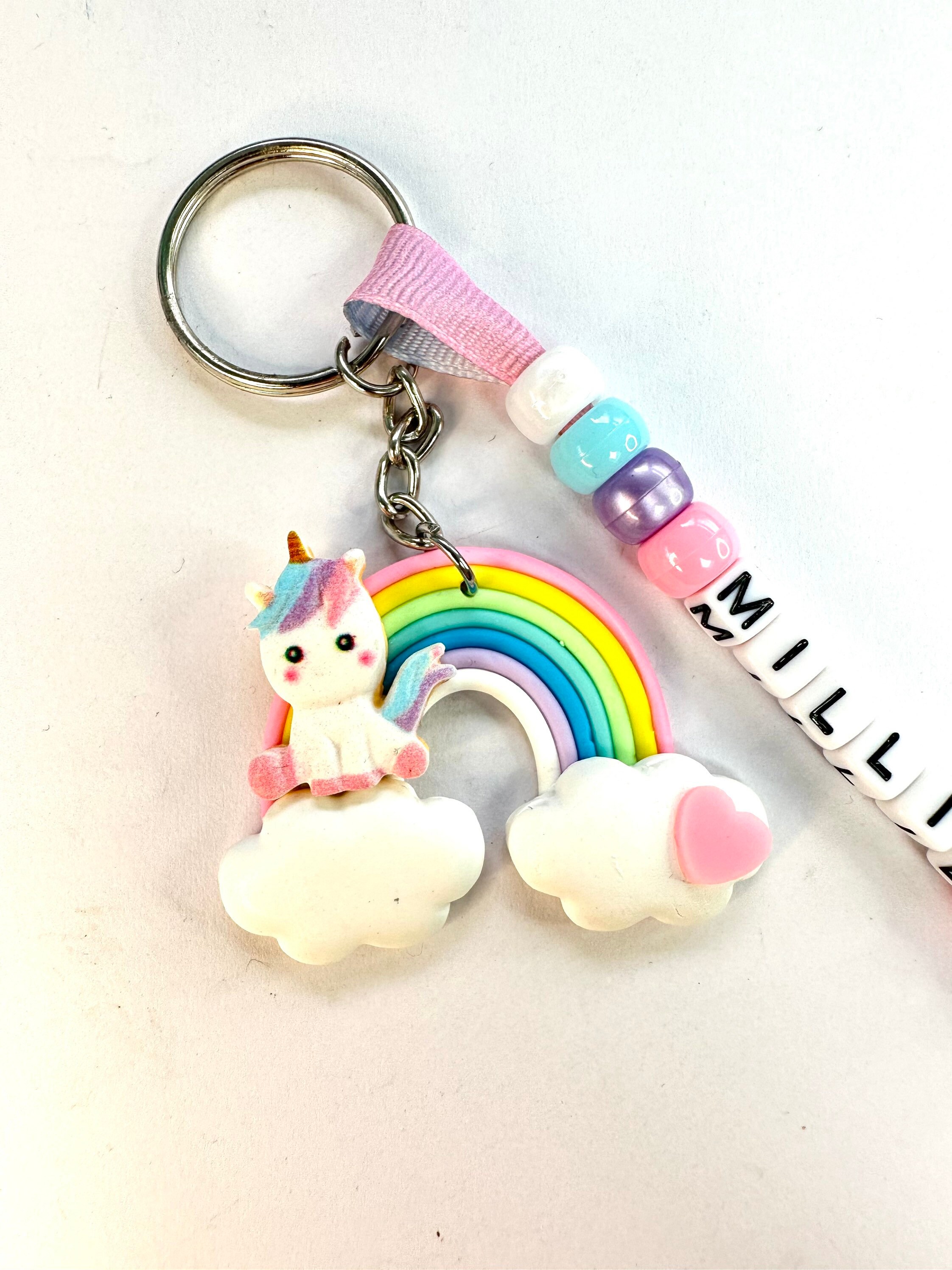 Handmade Personalised Cute Unicorn Charm Keyring With Pony - Etsy UK
