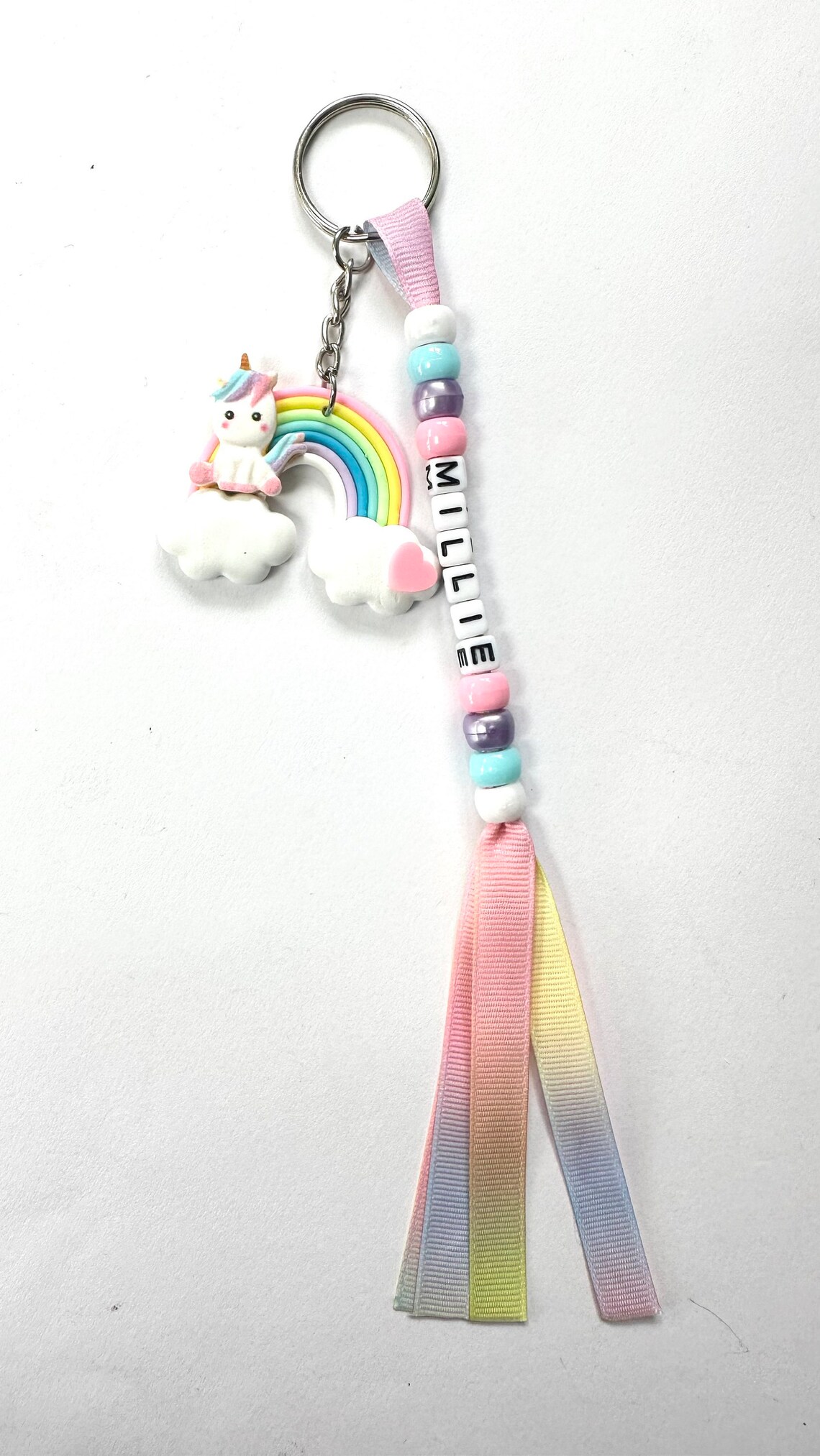 Handmade Personalised Cute Unicorn Charm Keyring With Pony - Etsy UK