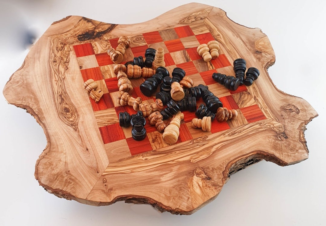 Rustic Chess Set Made of Olive Wood Approx. 42 Cm - Etsy