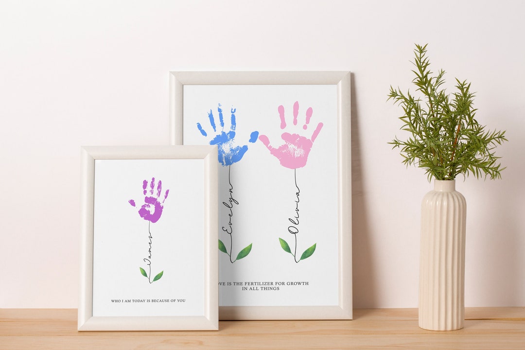 Buy Custom Names Handprint Father's Day Keepsake Grandpa Floral Art ...