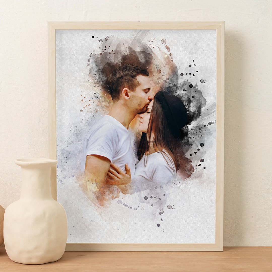 Personalized Couple Watercolor Art, Original Couple Watercolor Painting ...