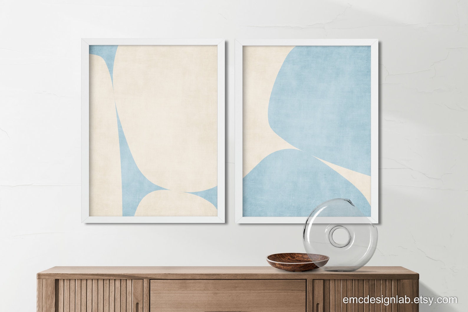 Minimalist Art Set Light Blue Prints Simple Elegant Wall Art - Etsy