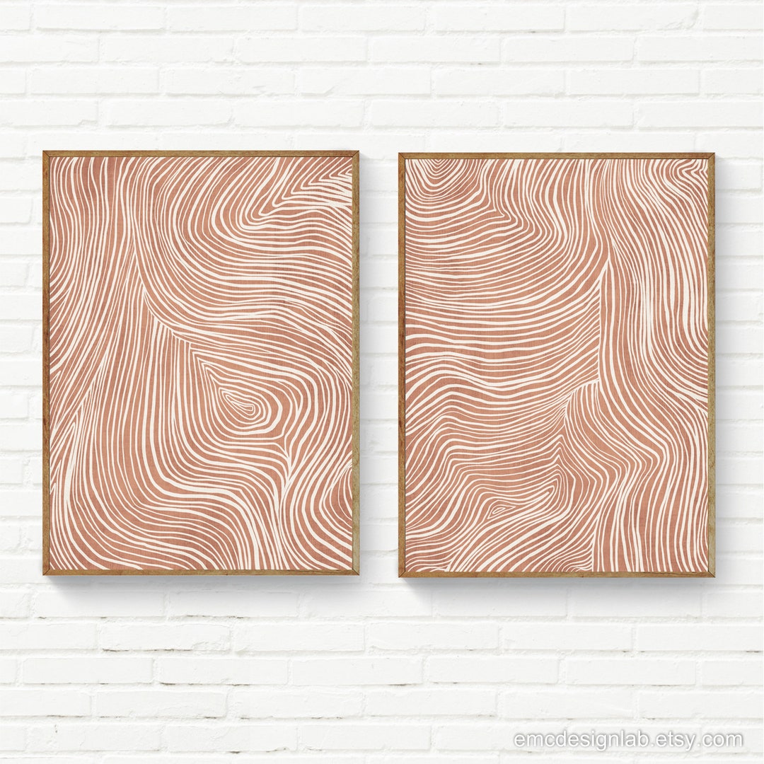 Terracotta Boho Art Print Set / Light Terra Wall Art / Modern Original ...