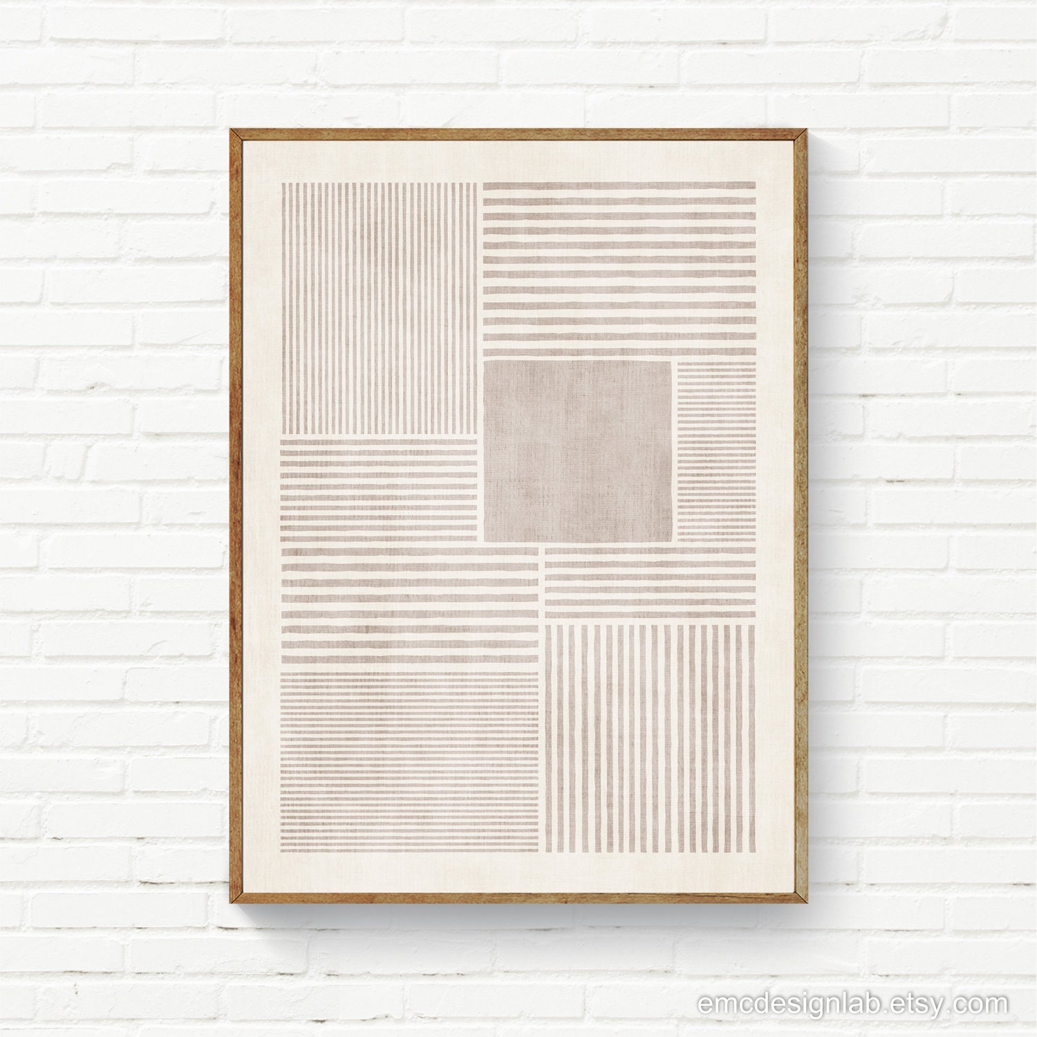 Vertical & Horizontal Lines Clay Art Print Sand Light Taupe Modern ...