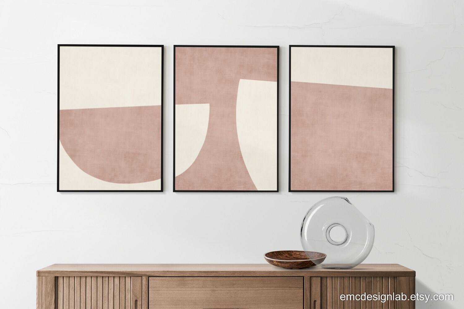 Set of 3 Light Terracotta Artworks / Modern Terra Art Print Set ...