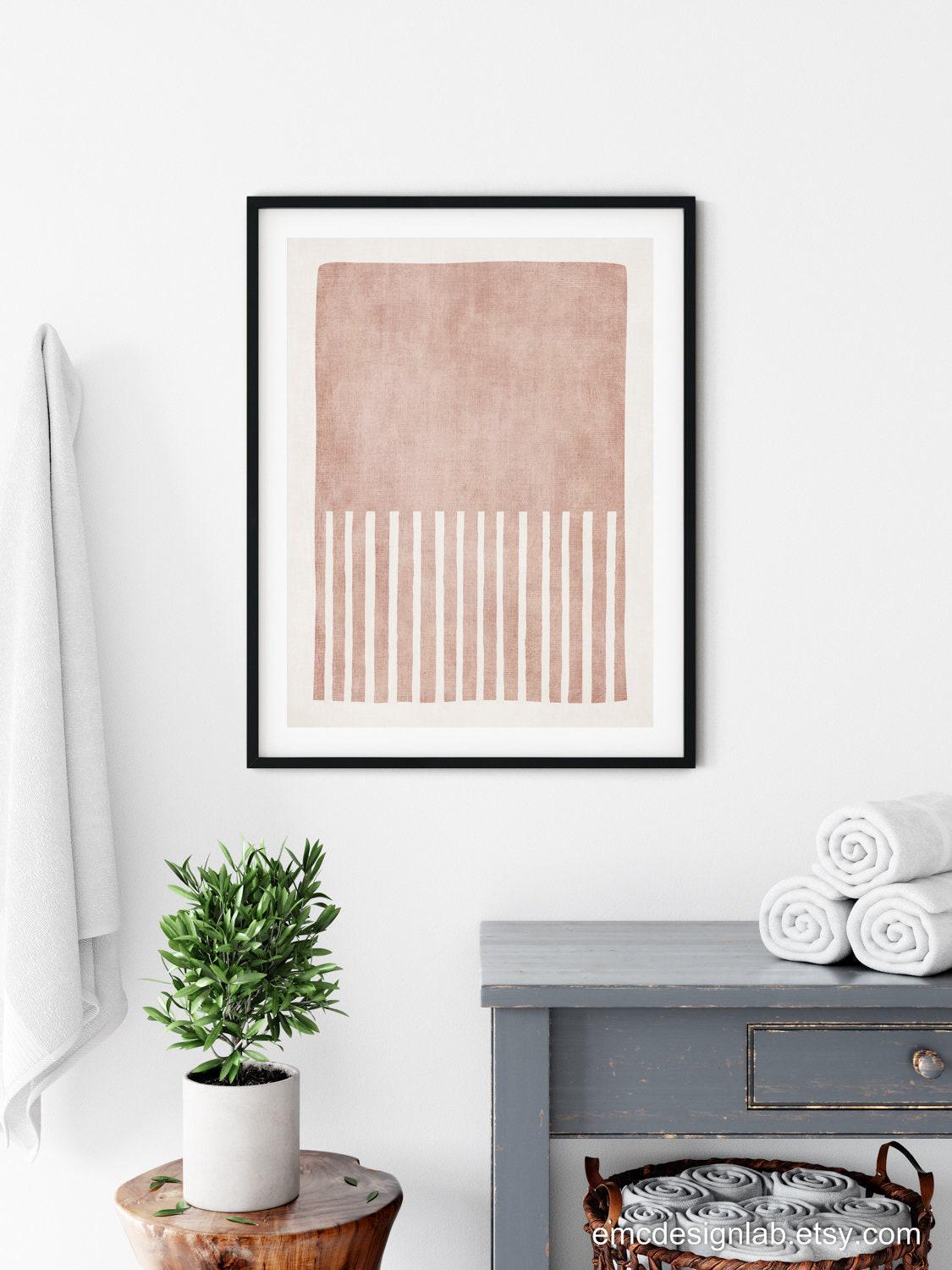 Light Terracotta Minimalist Wall Art Linen Texture Simple Art Print ...