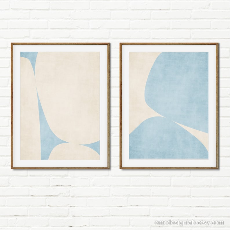 Minimalist Art Set Light Blue Prints Simple Elegant Wall Art - Etsy