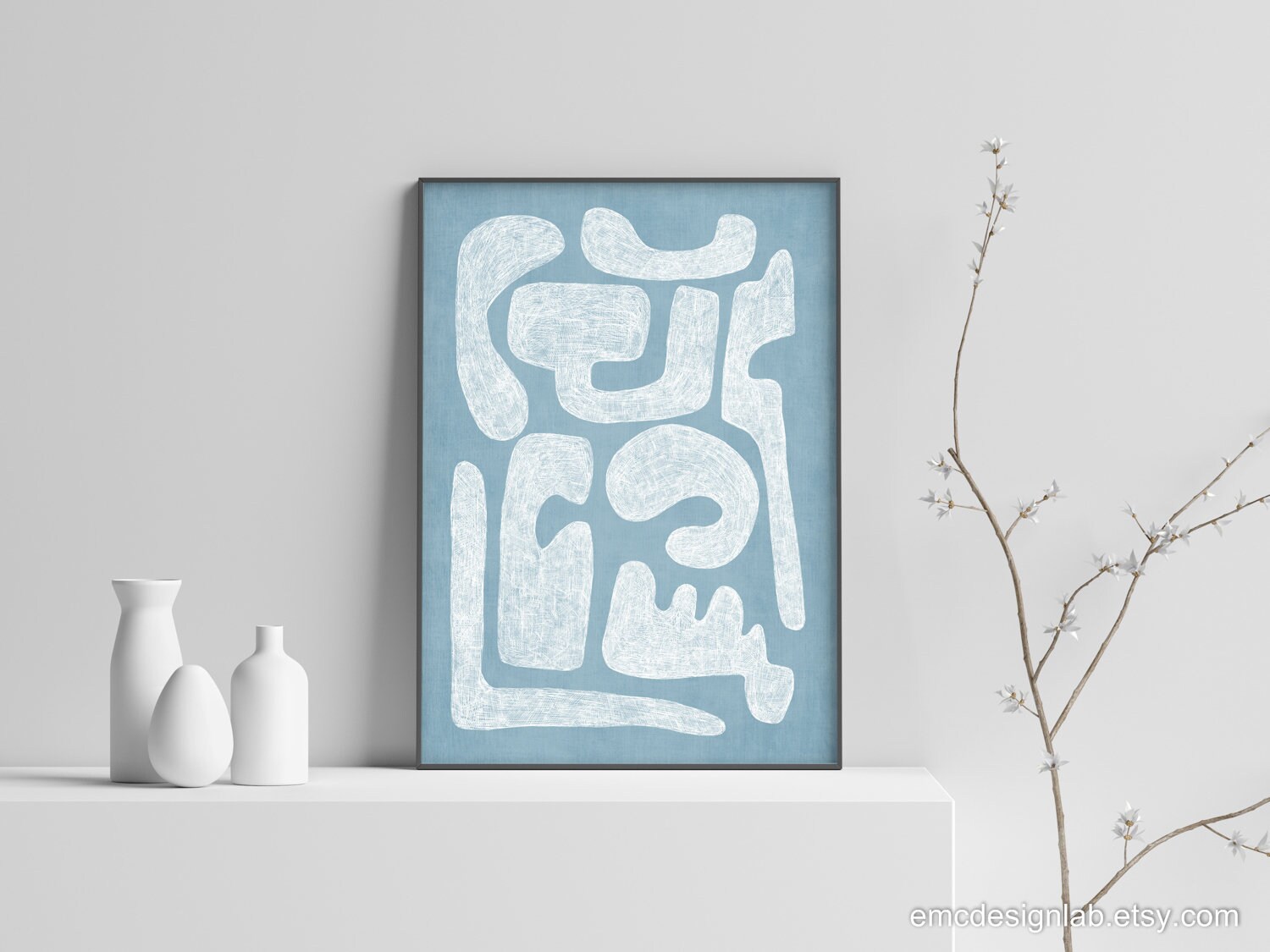 White Light Blue Abstract Art Print Simple Unique Sky Blue - Etsy