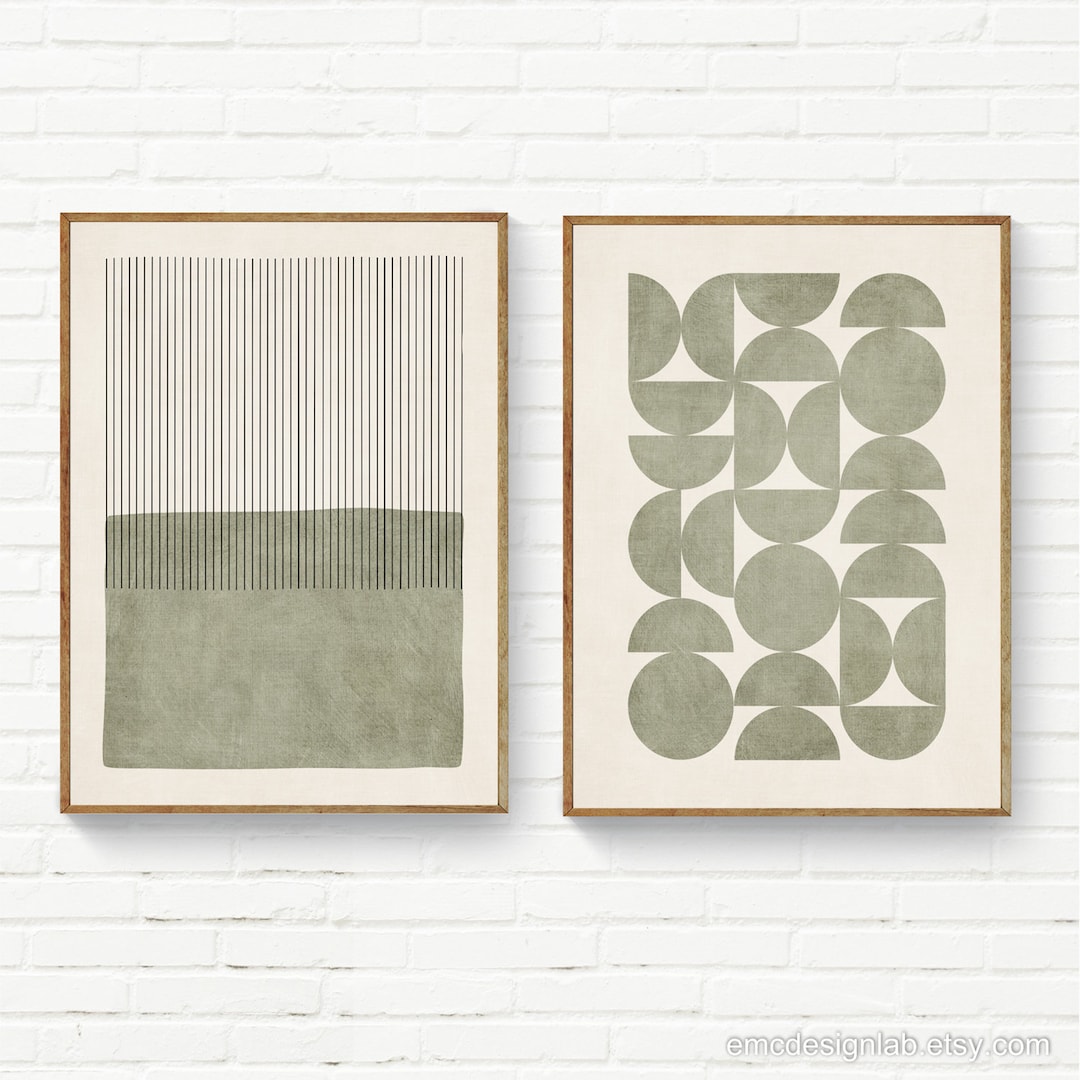 Minimalist Modern Green Wall Art Print Set / Green Color Block Green ...