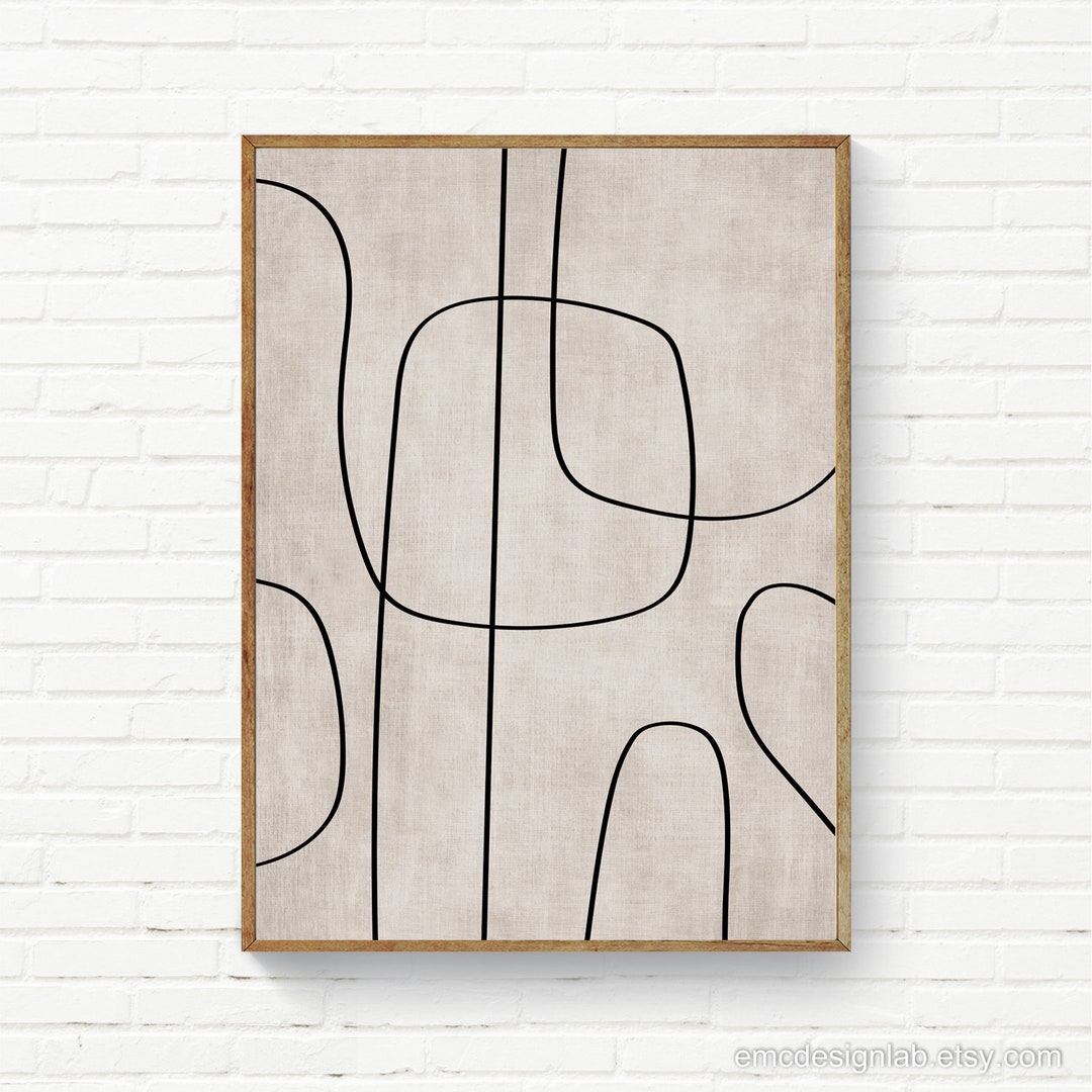Modern Minimalist Line Art Print / Black Line Wall Art / Simple ...