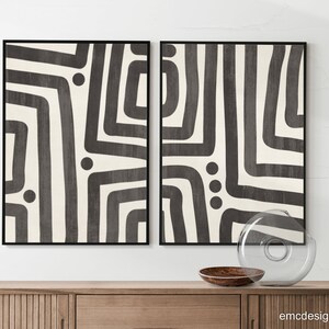 Dark Gray Bold Lines Abstract Art / Exclusive Wall Art Print / Boho ...