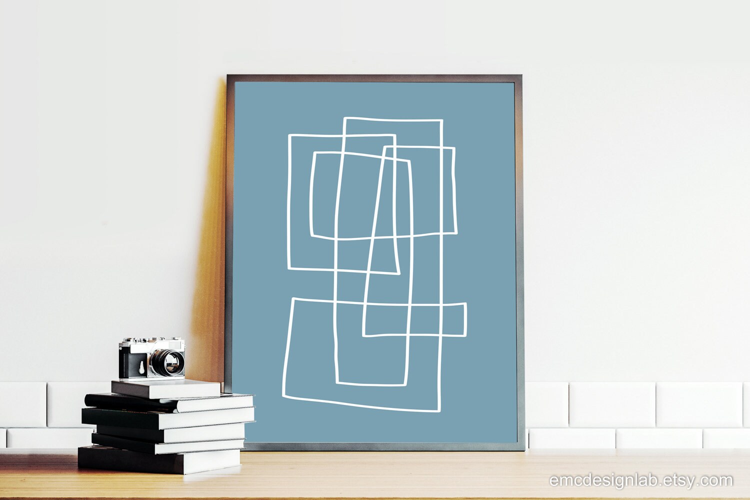 Light Blue White Line Art / Sky Blue Simple Minimalist Living - Etsy