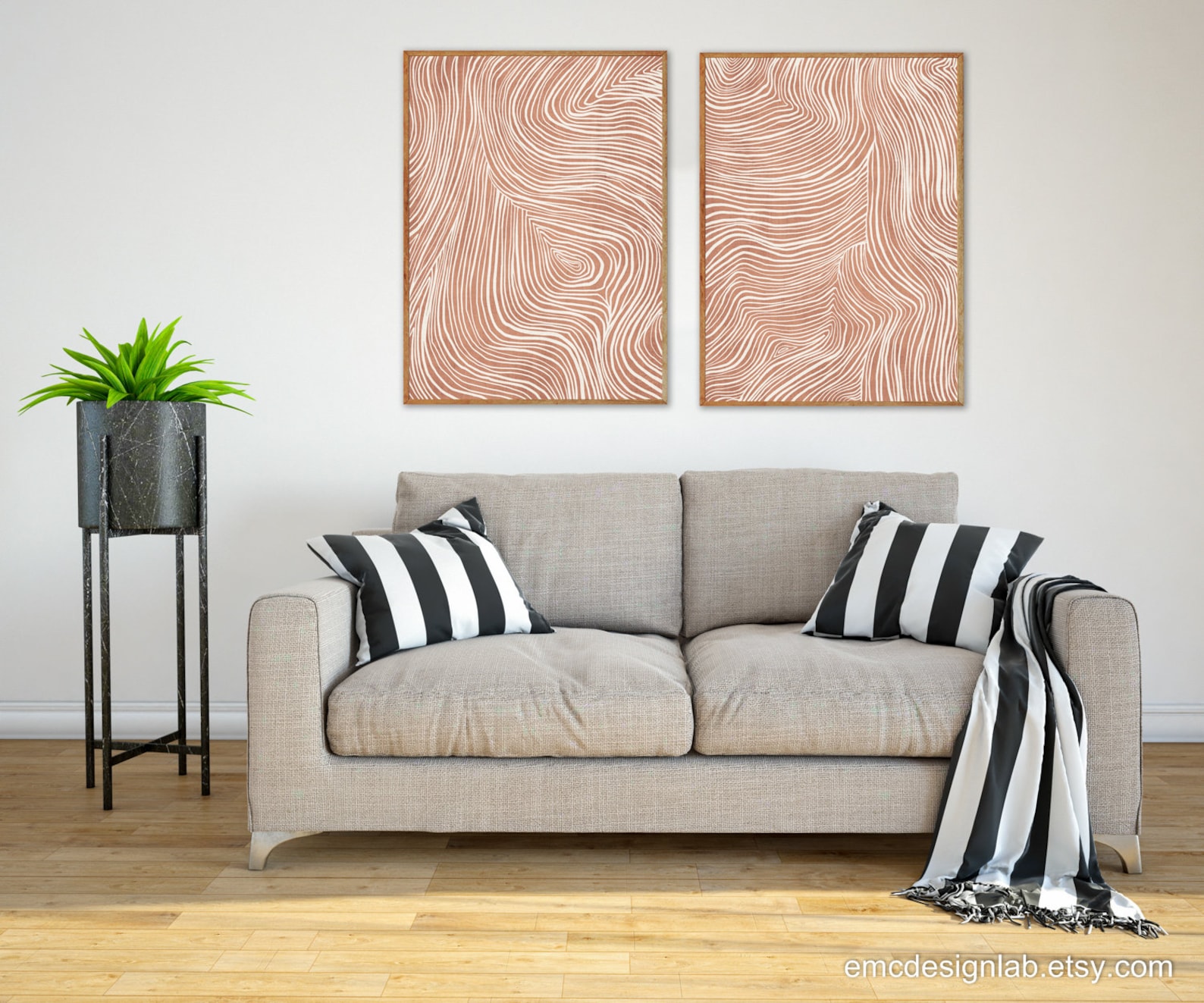 Terracotta Boho Art Print Set / Light Terra Wall Art / Modern Original ...