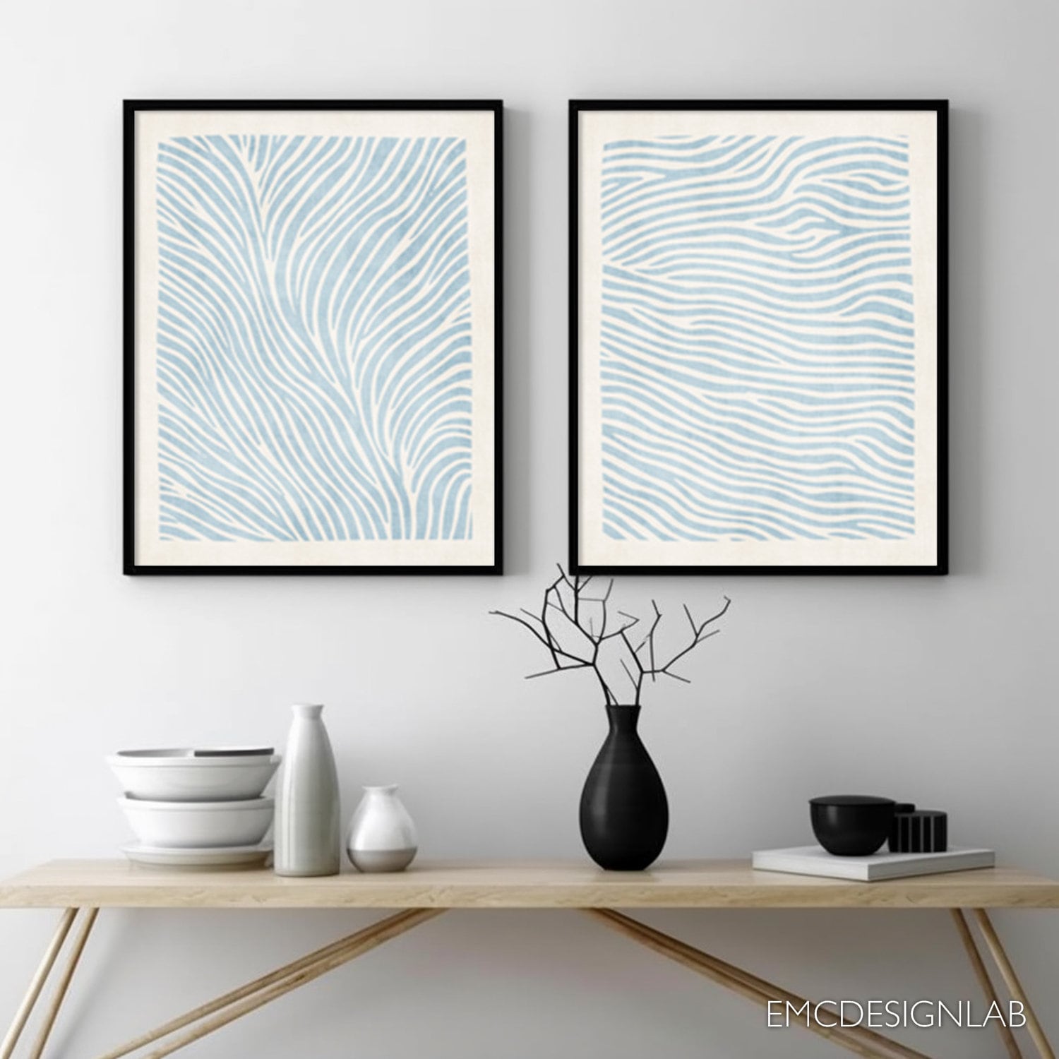 Light Blue Minimalist Modern Art Print Set Sky Blue Wall Art Set - Etsy