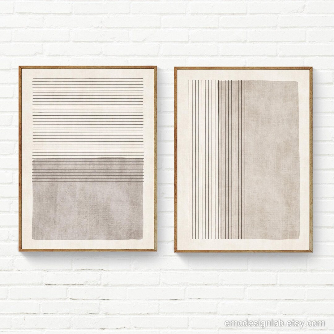 Minimalist Neutral Beige Set of 2 Art Prints, Large Neutral Wall Art ...