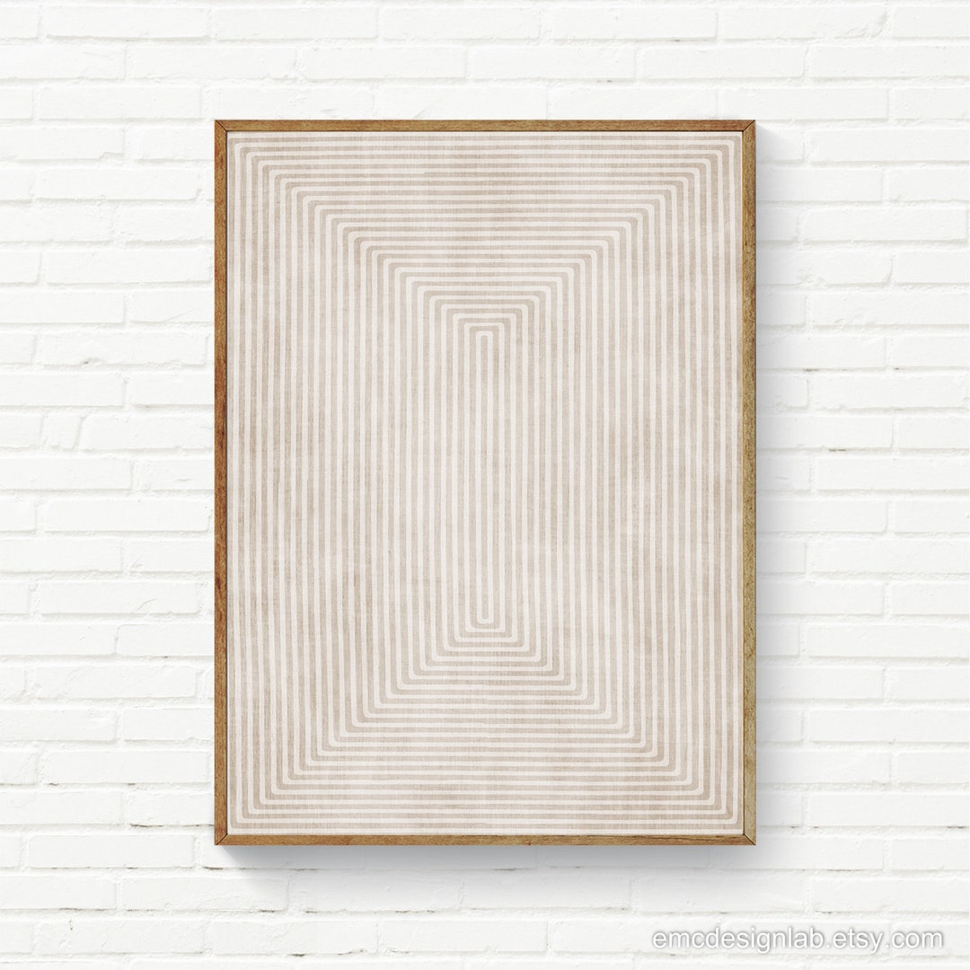 Geometric Minimalist Light Beige Artwork Simple Classy Art Print Modern ...