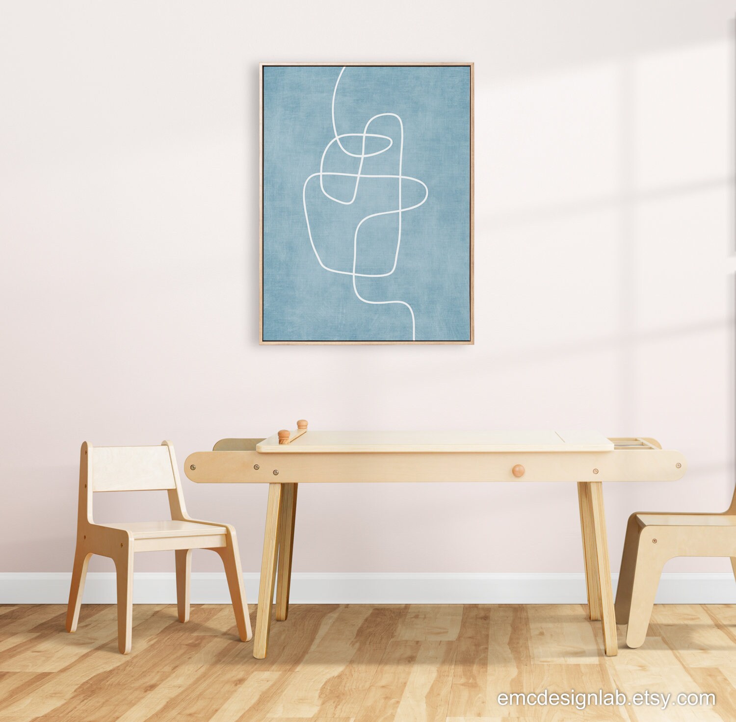 Light Azure White Line Art Print Sky Blue Minimalist Elegant - Etsy