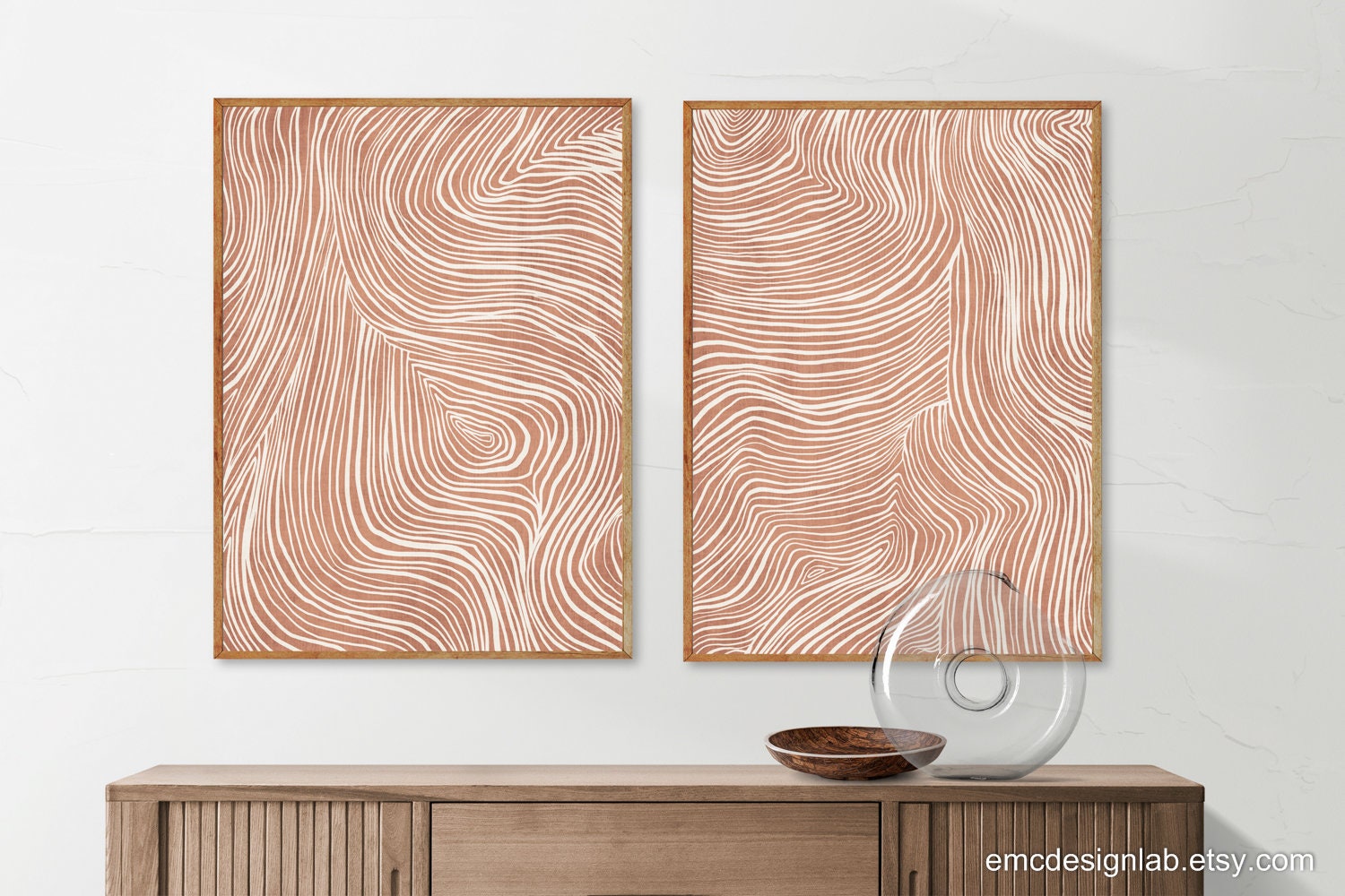 Terracotta Boho Art Print Set / Light Terra Wall Art / Modern Original ...