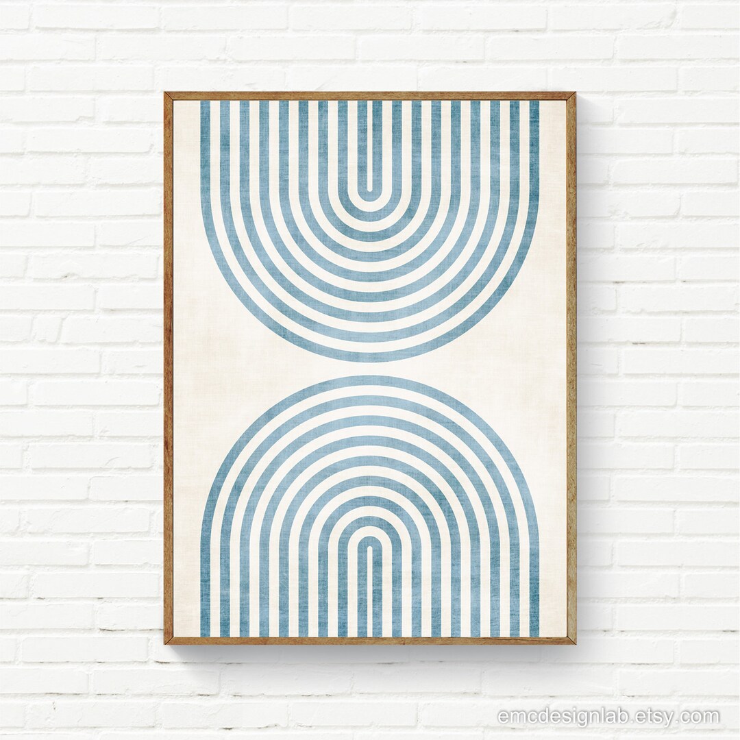 Light Blue Arches Rainbow Semicircles Print Simple Minimalist High ...
