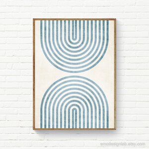 Light Blue Arches Rainbow Semicircles Print Simple Minimalist High ...