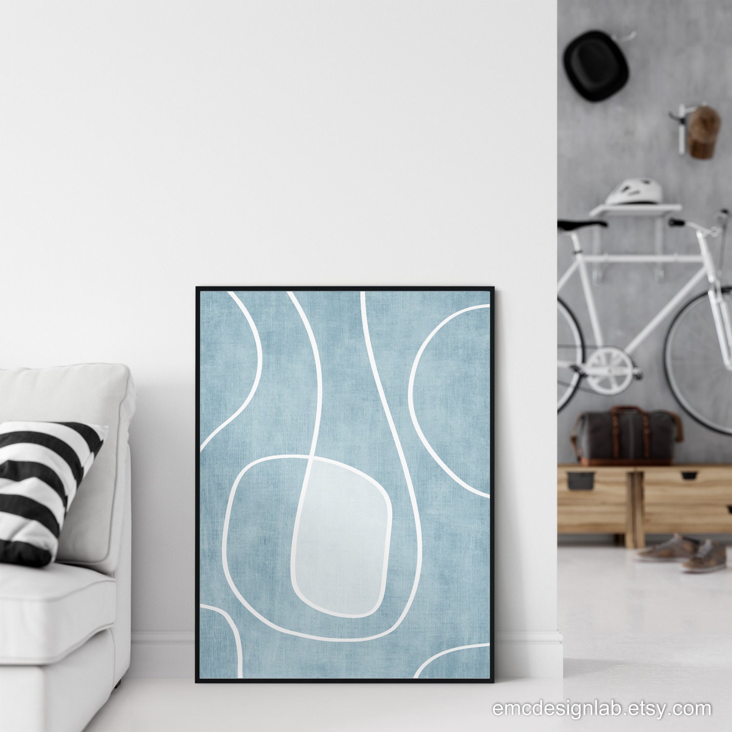 Light Blue & White Exclusive Line Art / Unique Elegant Sky Blue White ...