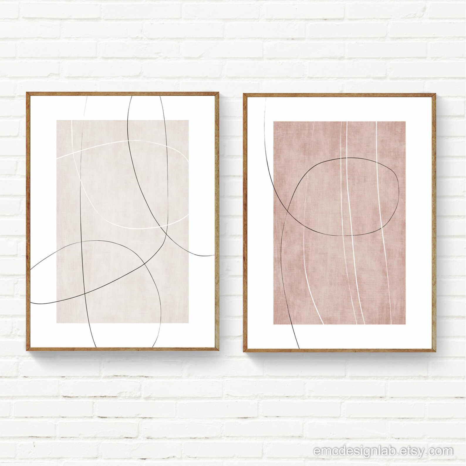 Minimalist Line Art Print Set Beige Light Terracotta Neutral - Etsy