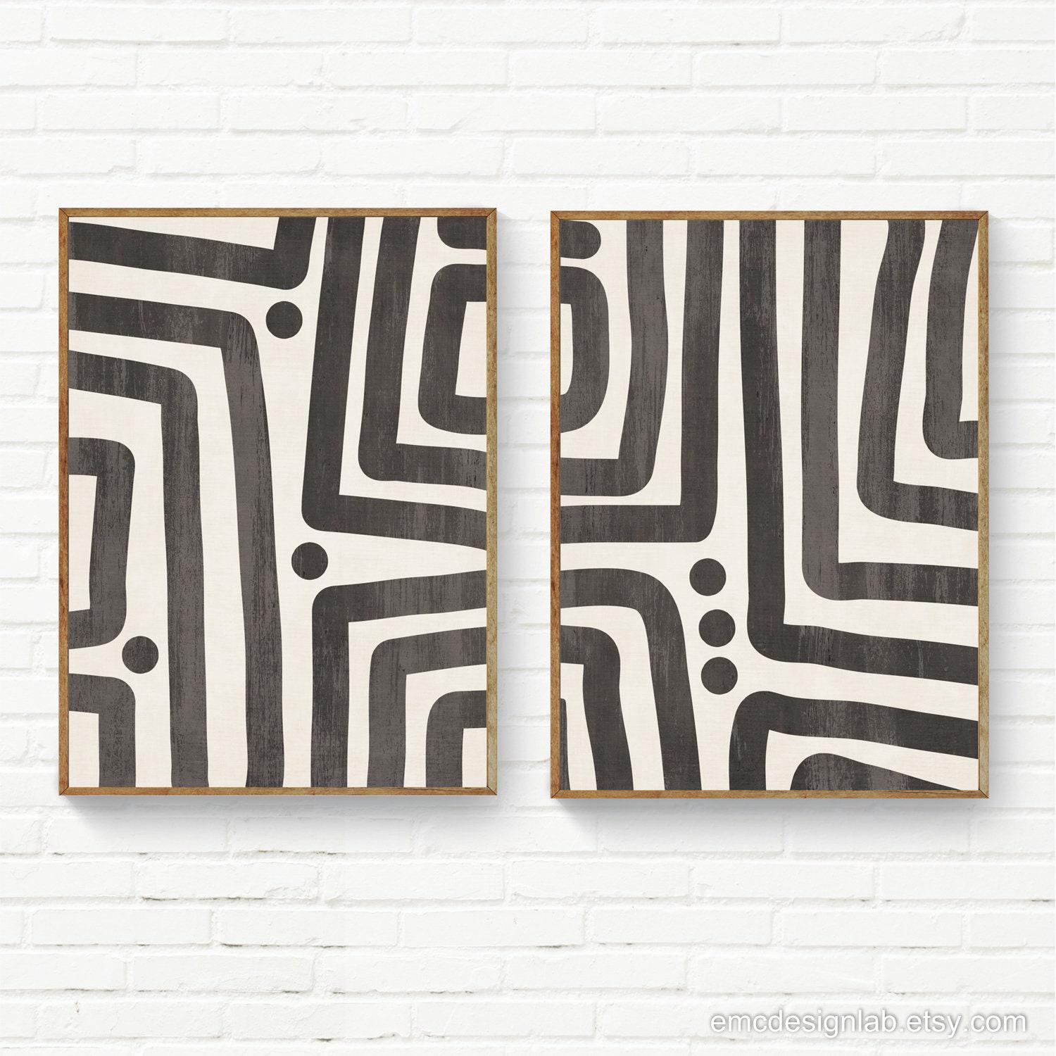 Modern Abstract Gray Lines Dots Print / Modern Classy Wall Art / Unique ...