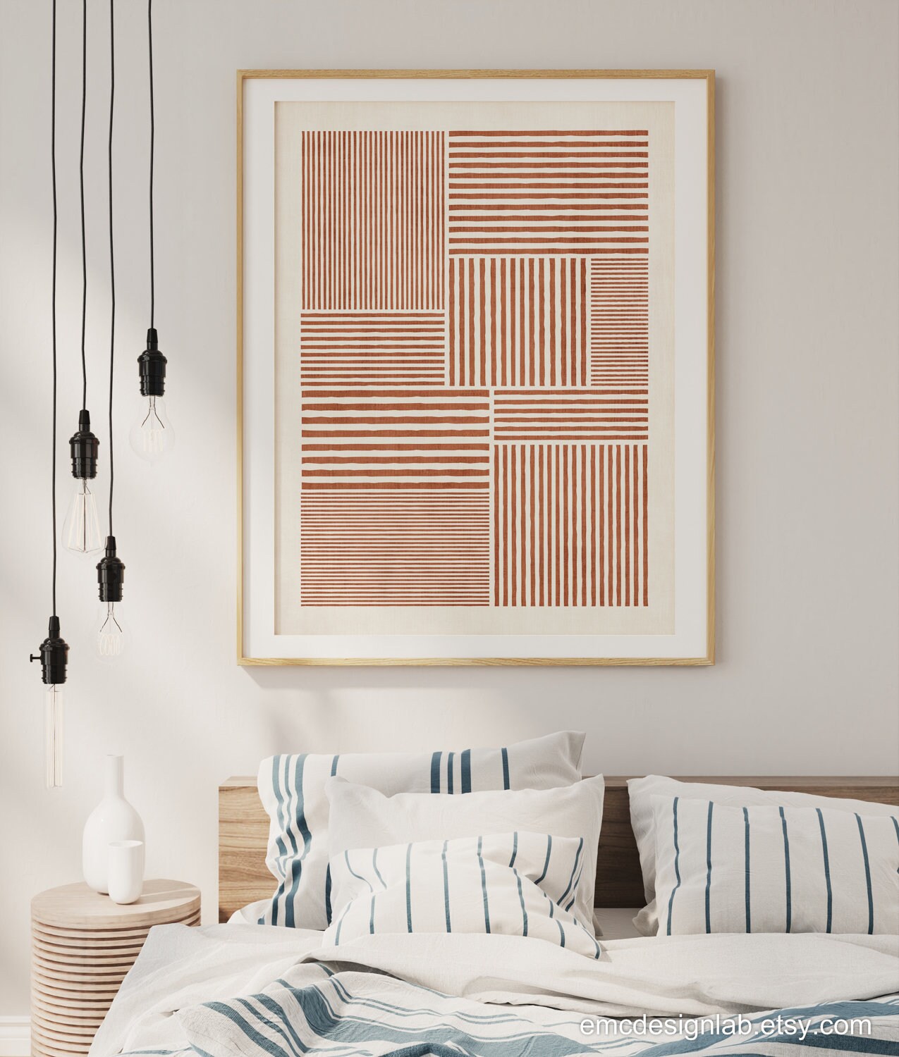 Terracotta Lines Geometric Art Print Boho Geometric Wall Art Terra ...