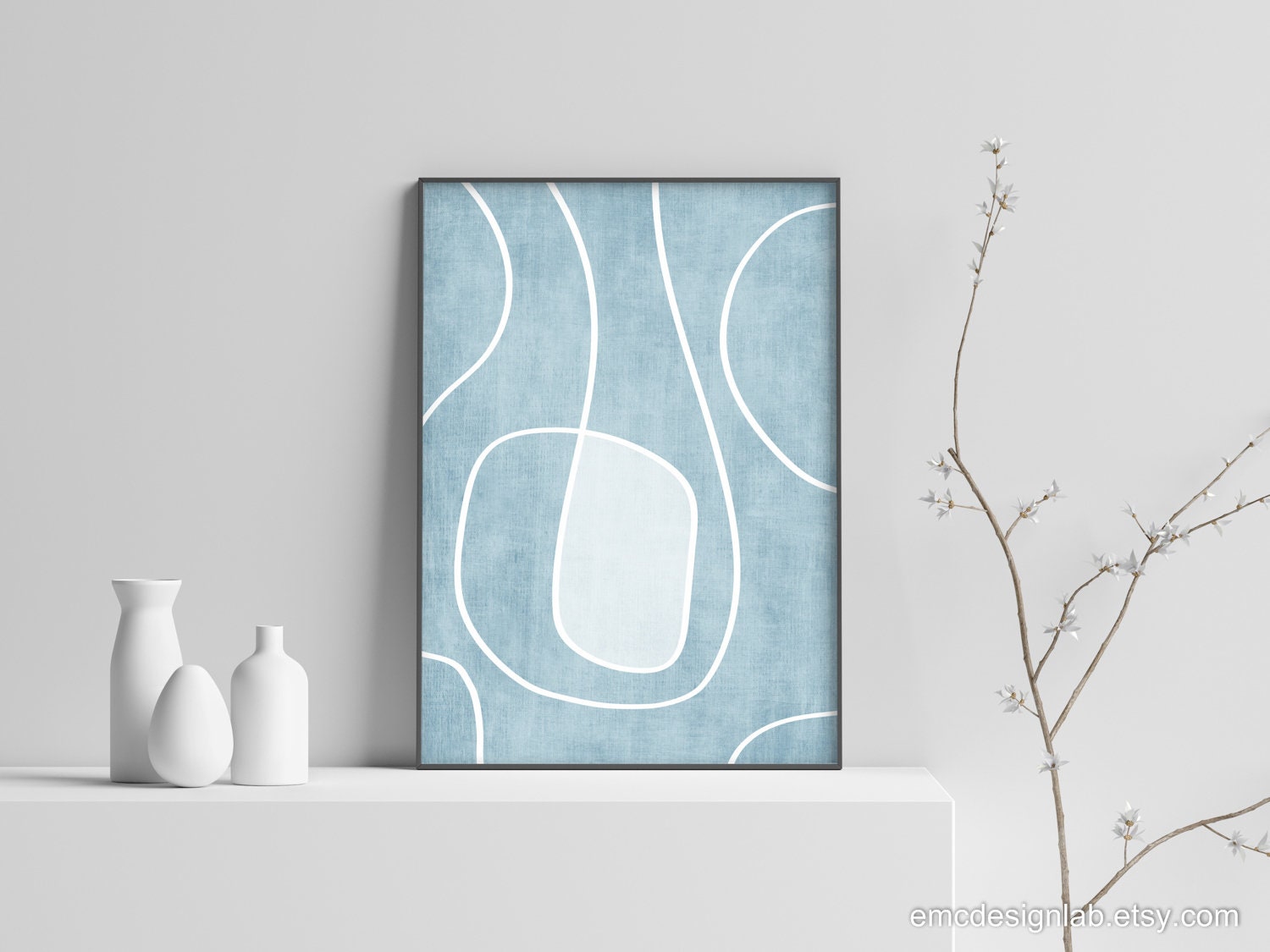 Light Blue & White Exclusive Line Art / Unique Elegant Sky Blue White ...