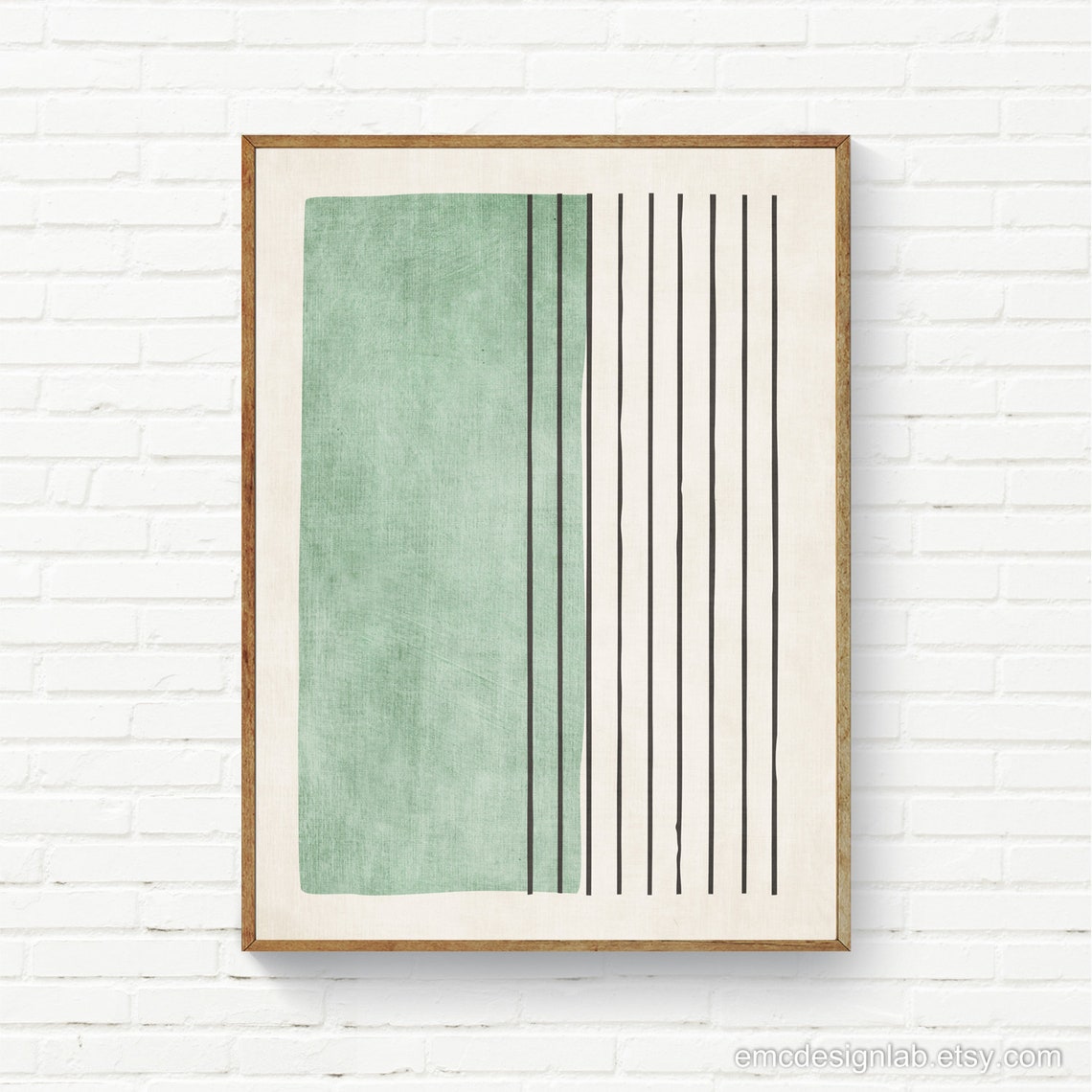 Green White Black Lines Wall Art Color Block Linen Art Print - Etsy