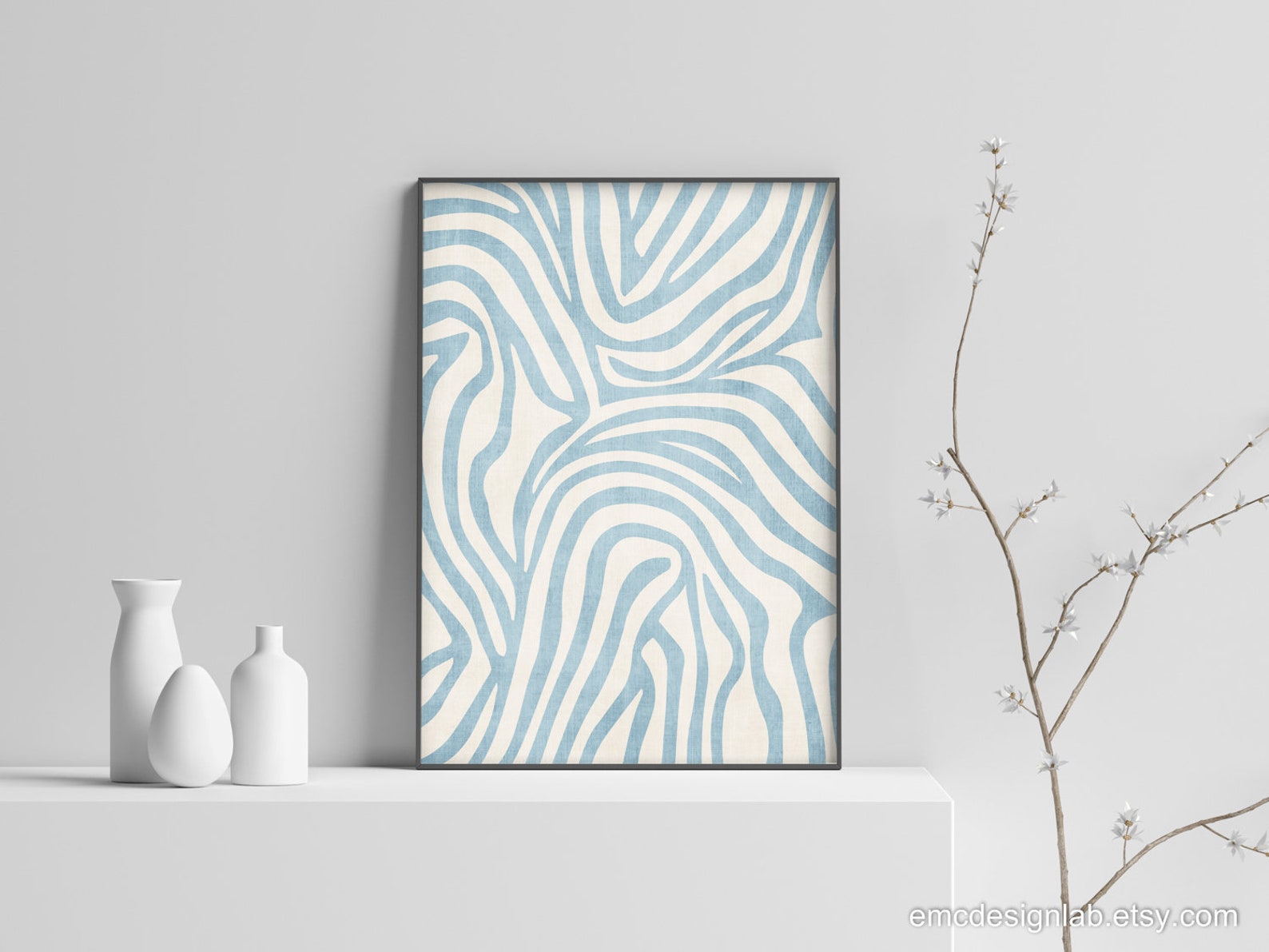 Light Blue Abstract Minimalist Lines Wall Art / Baby Blue - Etsy