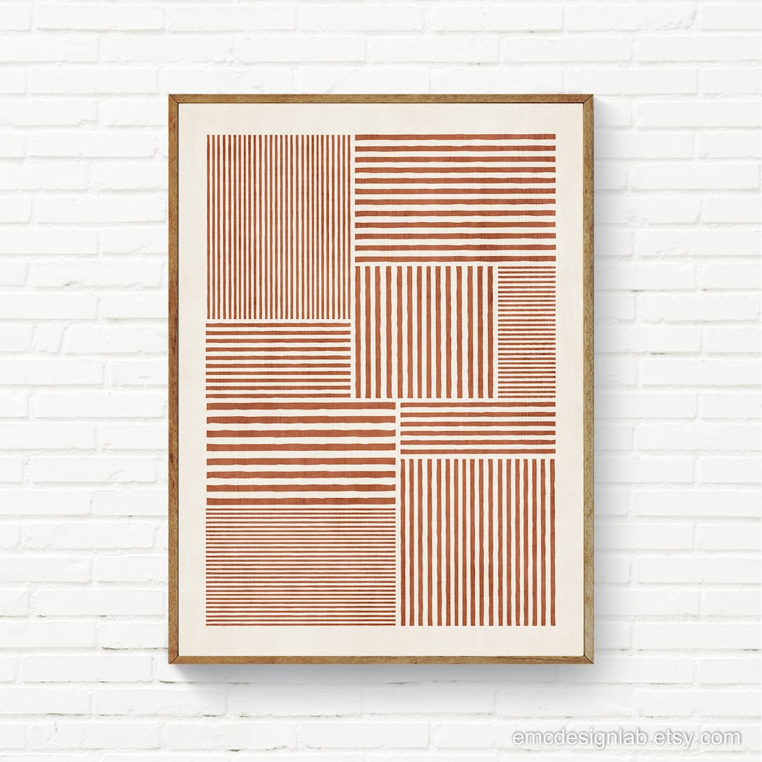 Terracotta Lines Geometric Art Print Boho Geometric Wall Art Terra ...