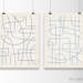 Minimalist Blue Line Art Print Set of 2 Blue Tones Modern Minimalist ...