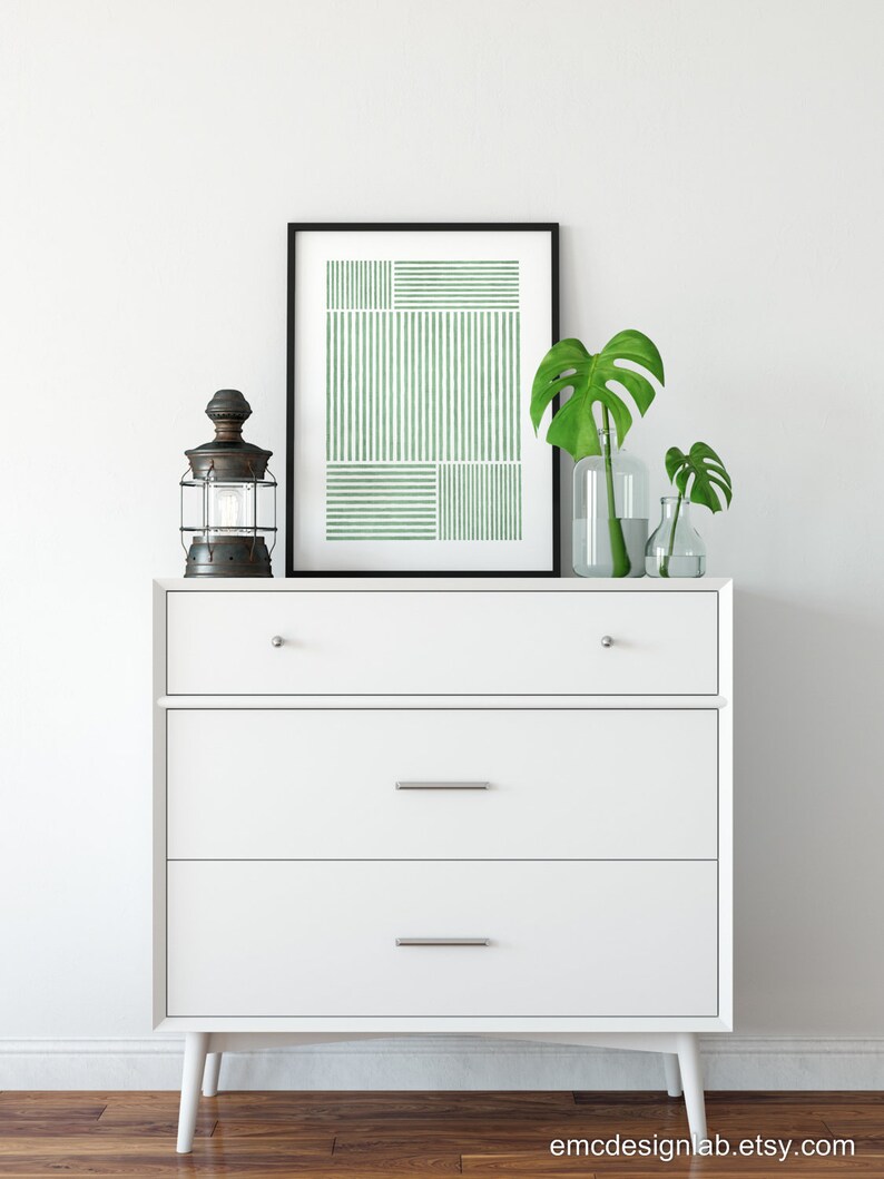 Light Green Lines Artwork Modern Minimalist Abstract Hand - Etsy
