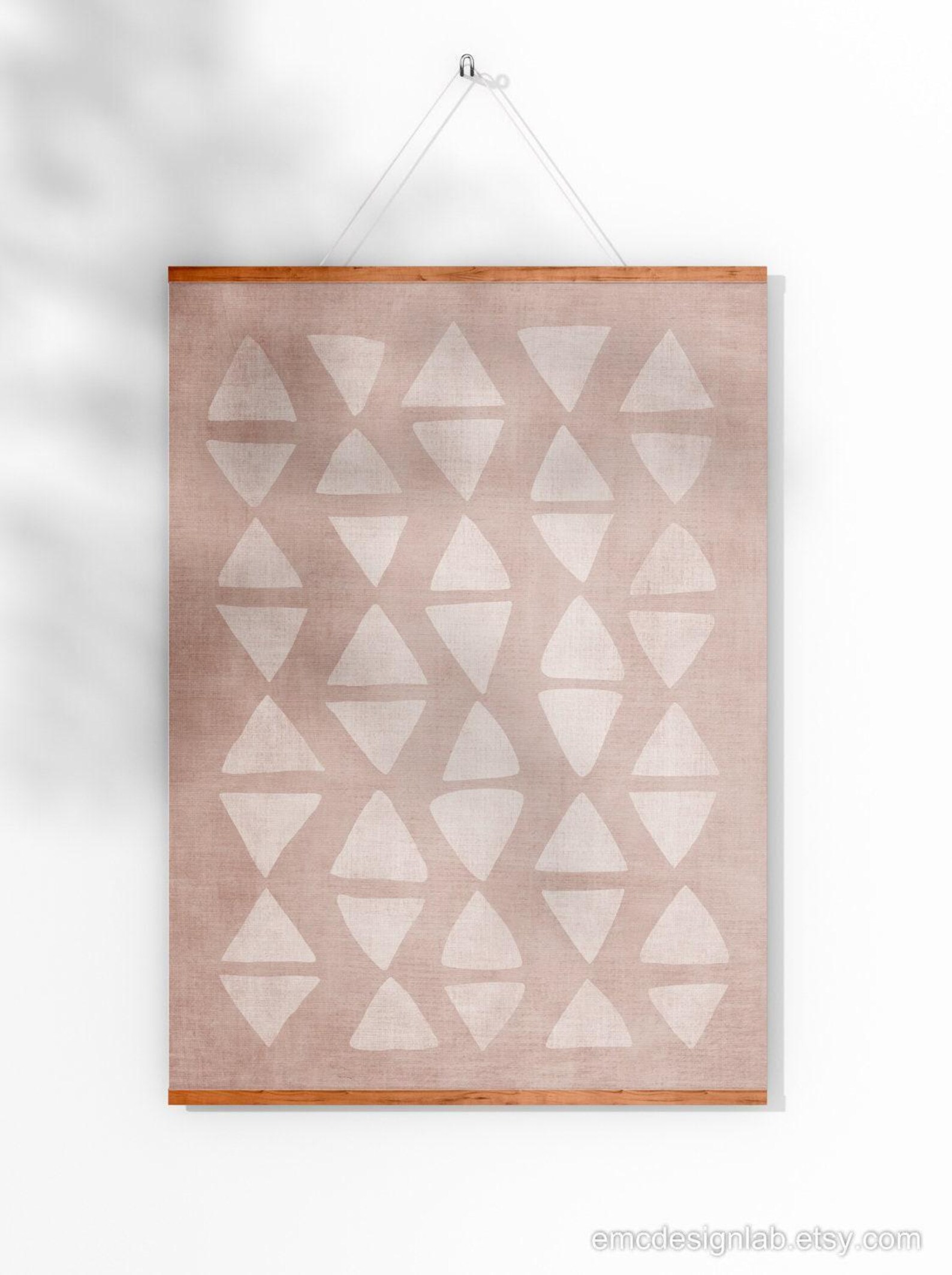 Pale Terracotta Triangles Wall Art Print, Modern Minimalist Drawing ...