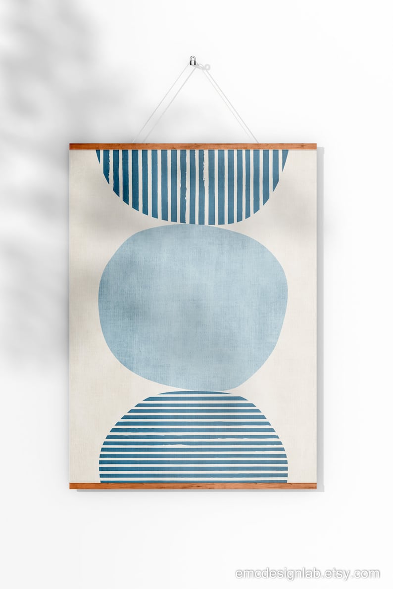 Sky Blue Minimalist Set of 2 Art Prints Linen Texture Off-white Light ...