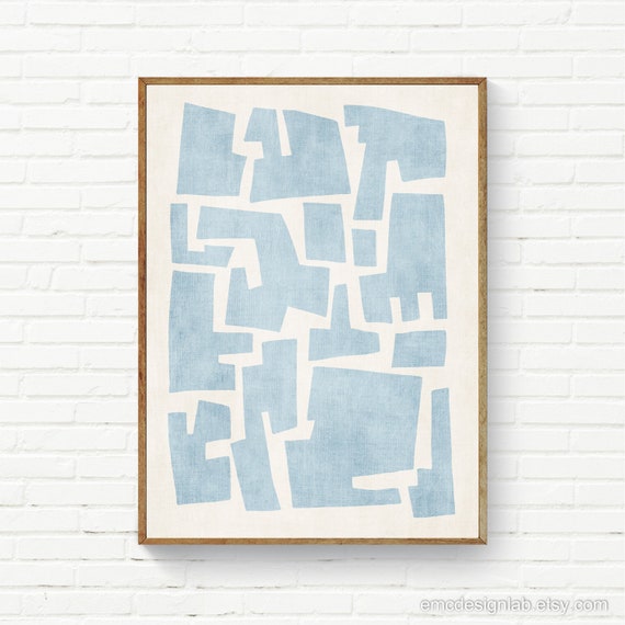 Sky Blue Abstract Shapes Wall Art Original Design Light Blue - Etsy