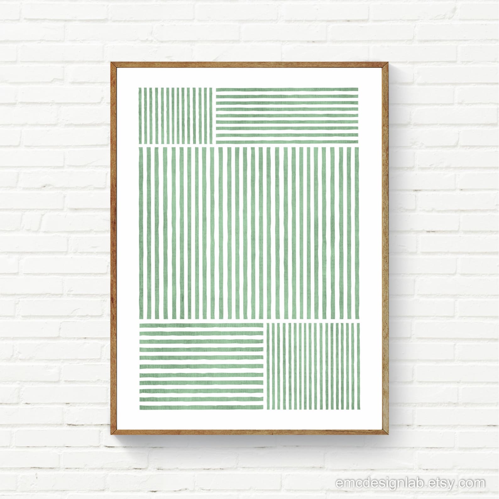 Light Green Lines Artwork, Modern Minimalist Abstract Hand Drawn Wall ...