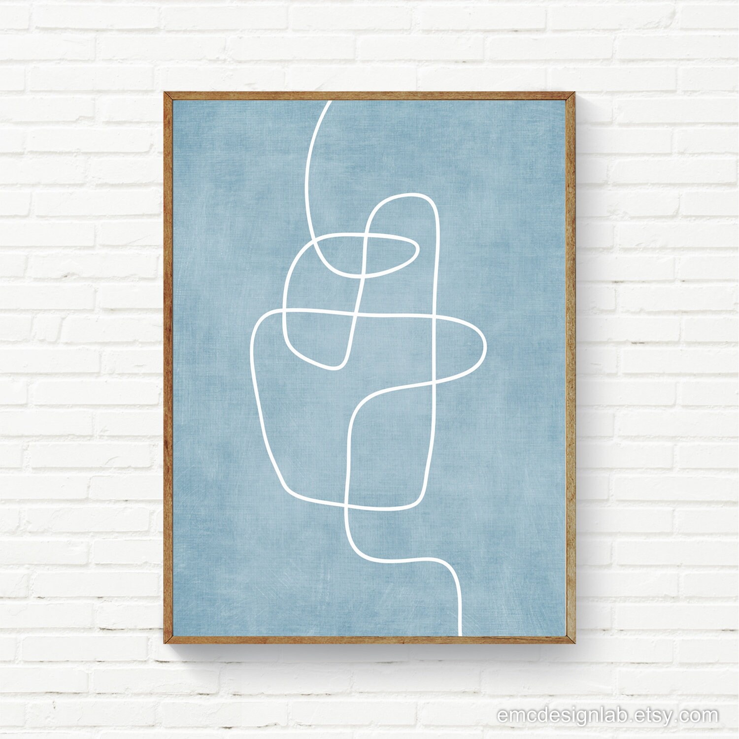Light Azure White Line Art Print Sky Blue Minimalist Elegant - Etsy