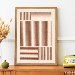 Terracotta Lines Minimalist Art Print Simple Exclusive Classy Boho Wall ...