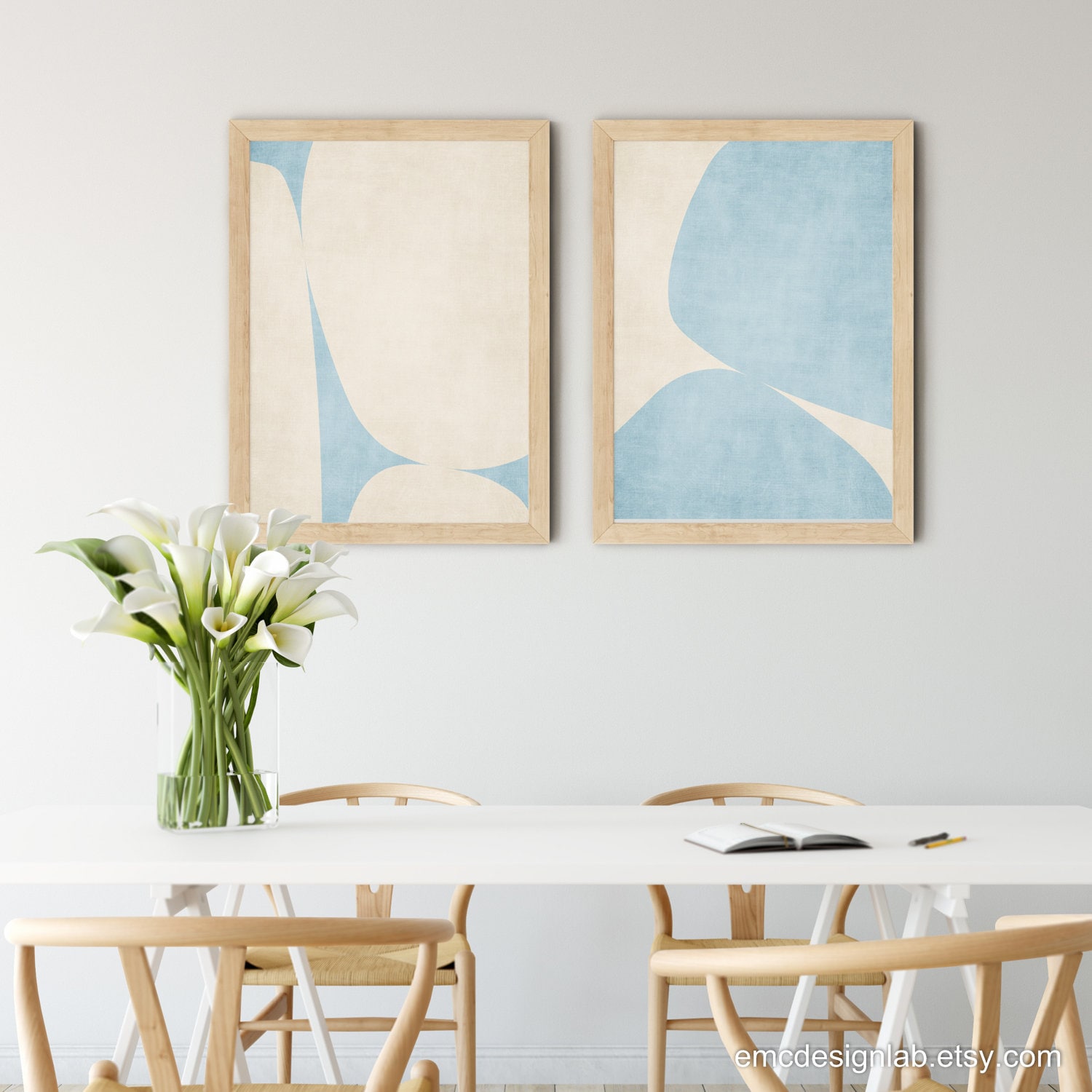 Minimalist Art Set Light Blue Prints Simple Elegant Wall Art - Etsy