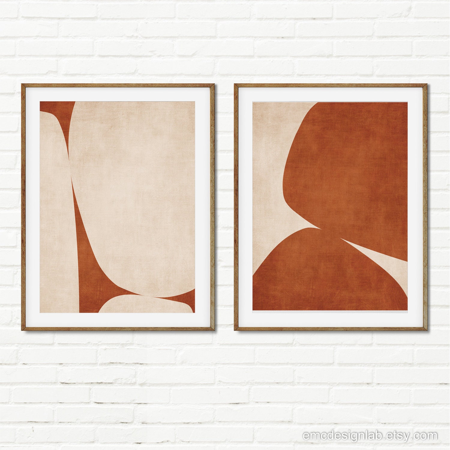 Dark Terracotta Abstract Organic Shapes Modern Art Print / Minimalist ...