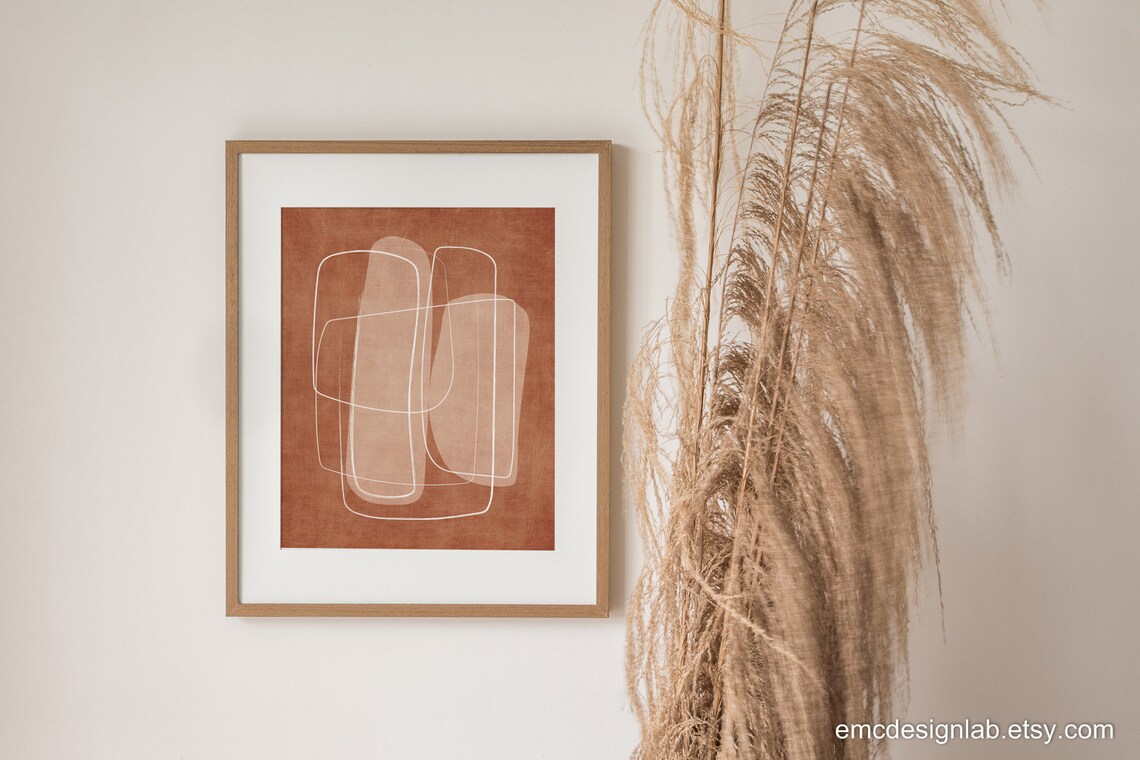 Terra Line Art Minimalist Print Modern Terra Artwork Terracotta Boho ...