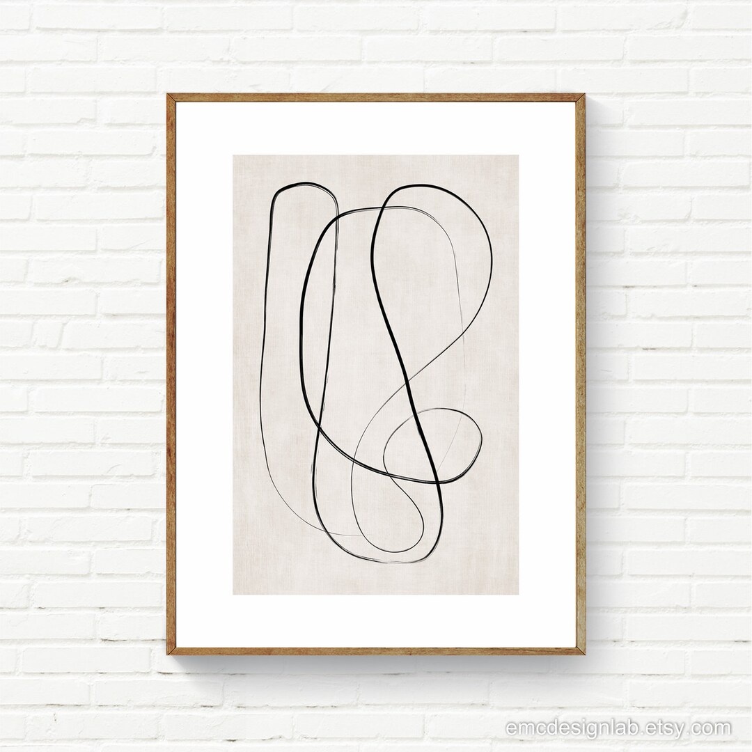 Elegant Simple Line Art Print Black Line Off-white Background Modern ...