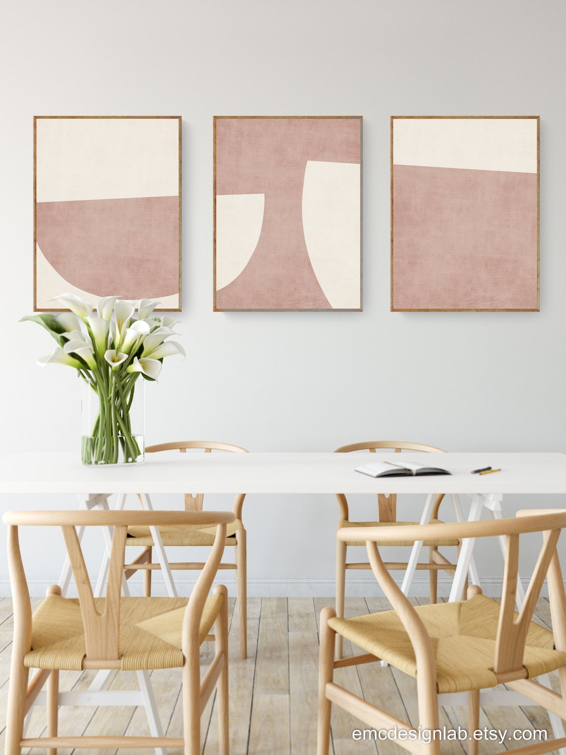 Set of 3 Light Terracotta Artworks / Modern Terra Art Print Set ...