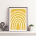 Yellow Minimalist Wall Art, Light Yellow Rainbow Shape Linen Texture ...
