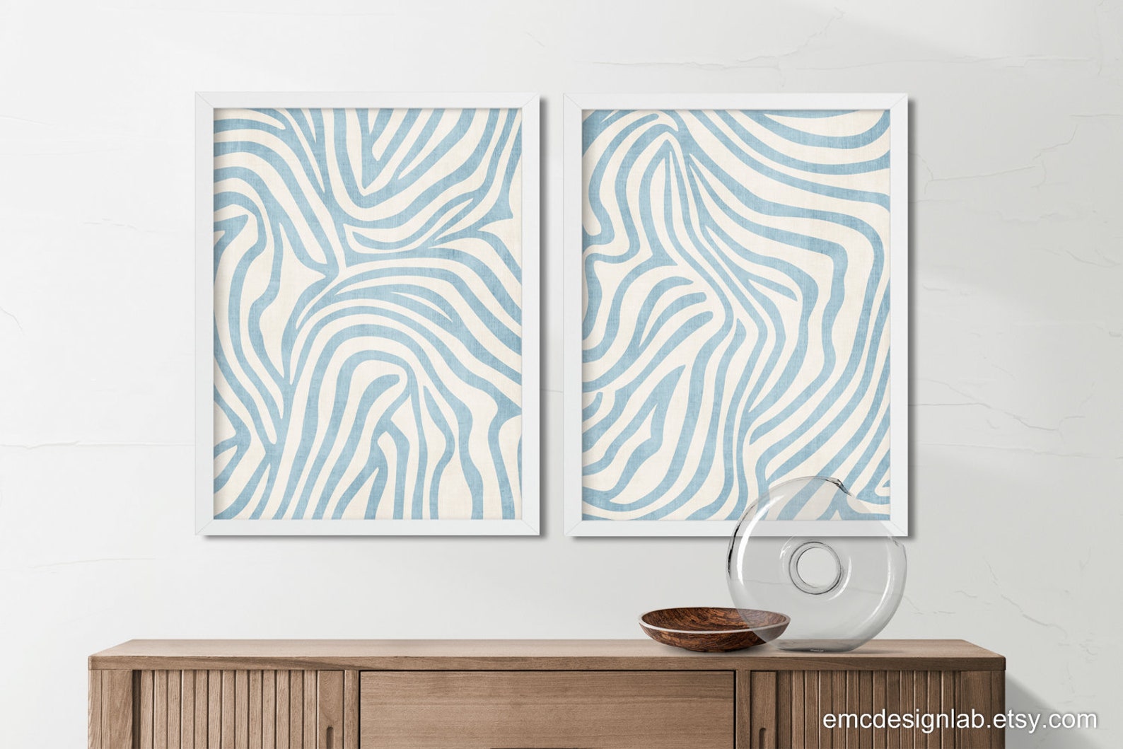 Light Blue Abstract Minimalist Lines Wall Art / Baby Blue - Etsy