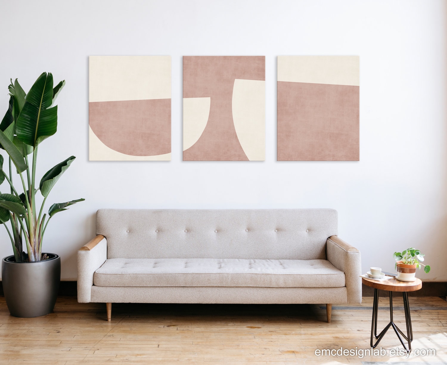 Set of 3 Light Terracotta Artworks / Modern Terra Art Print Set ...